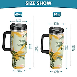 FRCSDIY Coconut Tree Insulated Tumbler with Handle and Straw Lid,30oz Leakproof Stainless Steel Cup BPA-Free Water Bottle