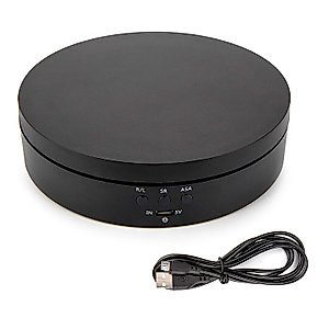 Leadleds 360 Degree Turntable Display Stand, 3 Speeds Electric Rotating Display Stand for Photography Video Shooting Props Jewelry (Black)