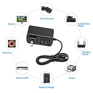 ZOSI DC 12V 2A US CCTV Power Supply Adapter and DC 1 Female to 8 Male Output Power Splitter Cable Y Adapter for Security Camera Surveillance System