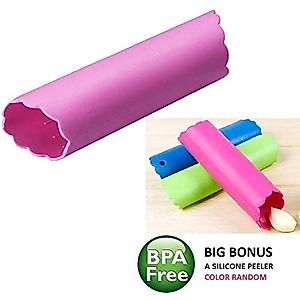 Fu Store Garlic Press 304 Stainless Steel Garlic Rocker Mincer Bonus Food Grade with Silicone Peeler Garlic (Color Random)