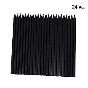 Black Pencil 1 Set 24 s Black Suits Artist Colored Pencils Art Pencils 24 Color Pencils Natural Paper Tube Bamboo Black Coloring Pencils with Case Black Pencil Black Suit