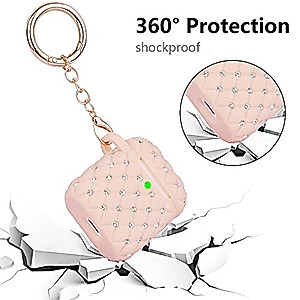 CAGOS for Airpod Case 2nd/1st Generation, Cute Rhinestone Earpods Case Protective Cover Accessories Keychain Compatible with Apple Airpods Gen 2 1st Case Women Girls, Pink