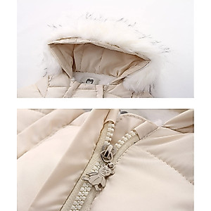 Tengoait Infants Girls Spring Fleece Pram Snow Suits Baby Boy Christmas Hooded Wearing Coat Unisex Baby Cartoon Mittens Onesie Winter Outwear Footie Beige for 12-18 Months M(10)