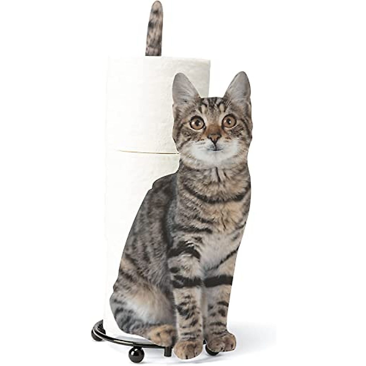 Tiger Striped Paper Holder - Photo-Realistic Cat Metal Paper Towel or Toilet Paper Dispenser