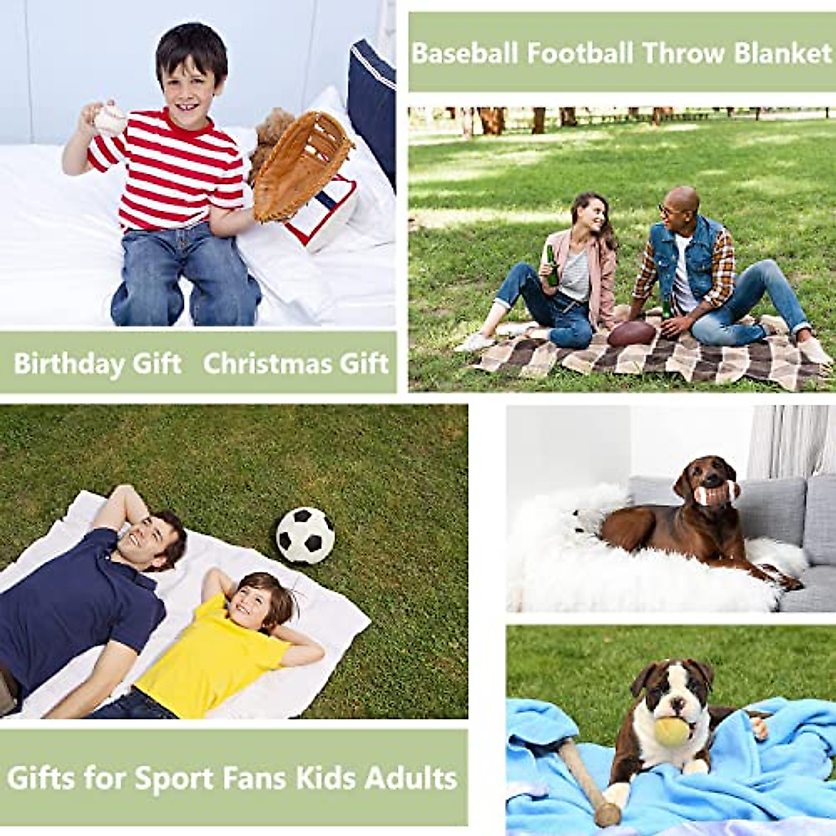 Soft Football Blanket Baseball Blanket Warm Cozy Throw Blanket Lightweight Home Blankets Bed Sofa, Blanket for Kids and Adults Gifts,All Season Couch Bed Sofa Home Decor 60"X50"