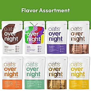 Oats Overnight - Ultimate Variety Pack High Protein, High Fiber Breakfast Shake - Gluten Free, Non GMO Oatmeal Chocolate Chip Cookie Dough, Banana Bread & More (24 Pack + BlenderBottle)