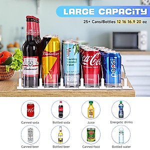 Upgrade Drink Organizer for Fridge, LAKIX Self-Sliding soda Can Dispenser for Refrigerator and Adjustable Width, 12oz to 20oz holds 50+ Cans (White + Black)