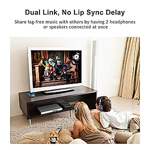 Isobel Bluetooth 5.0 Transmitter Receiver (Optical, 3.5mm AUX, RCA), Low Latency Wireless Audio Adapter Rechargeable Bluetooth AUX Adapter for TV PC Car/Home Stereo System Speakers, Dual Link