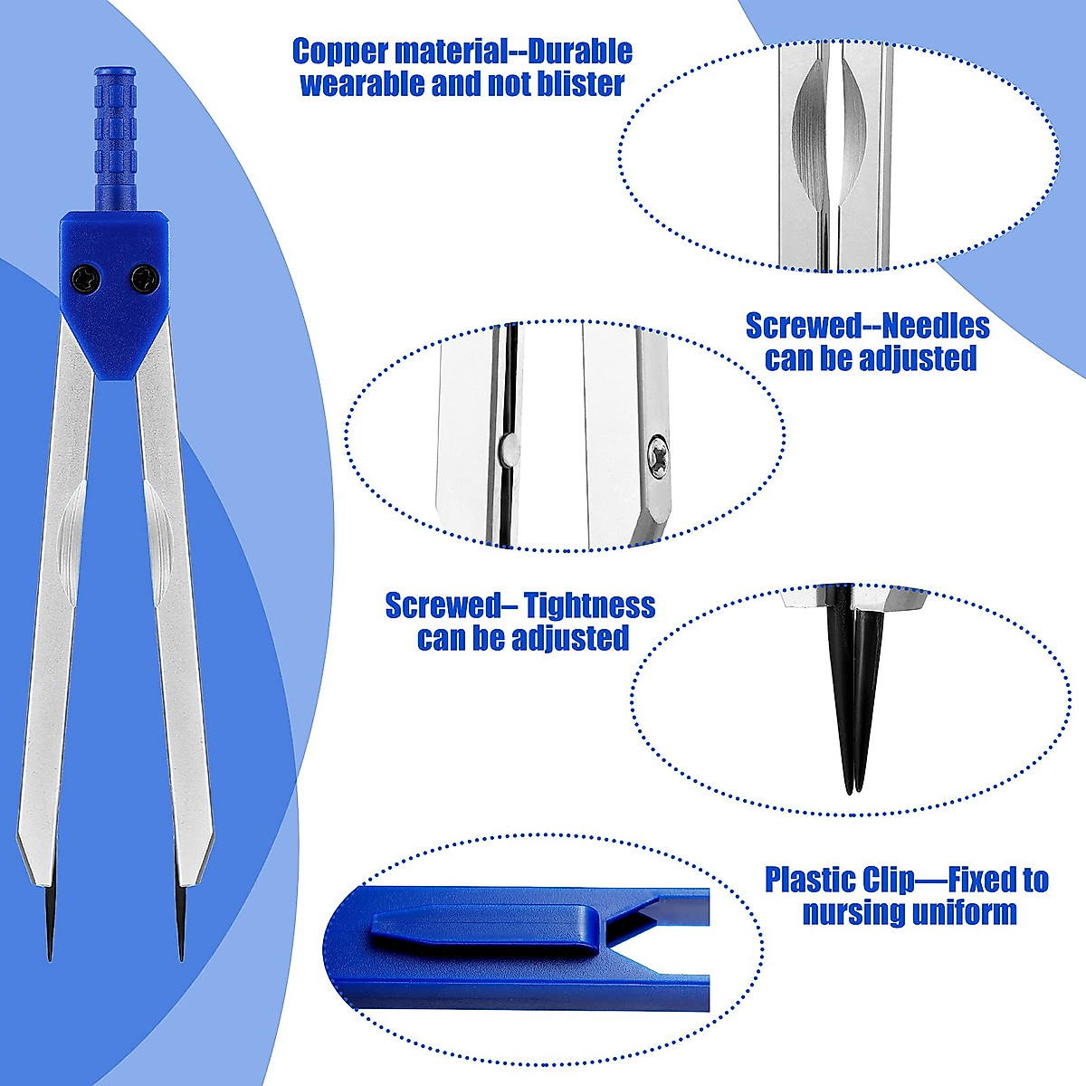 Tondiamo 2 Sets EKG Calipers and EKG Ruler Combination Set ECG Calipers Drafting Electrocardiogram Divider ECG Calipers Measuring Tool for Nursing (Black and Blue)