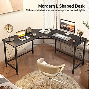 Mr IRONSTONE L Shaped Desk, 59" Computer Gaming Desk, Corner Desk for Home Office Desks, Easy to Assemble & Space-Saving Workstation Desk - Black