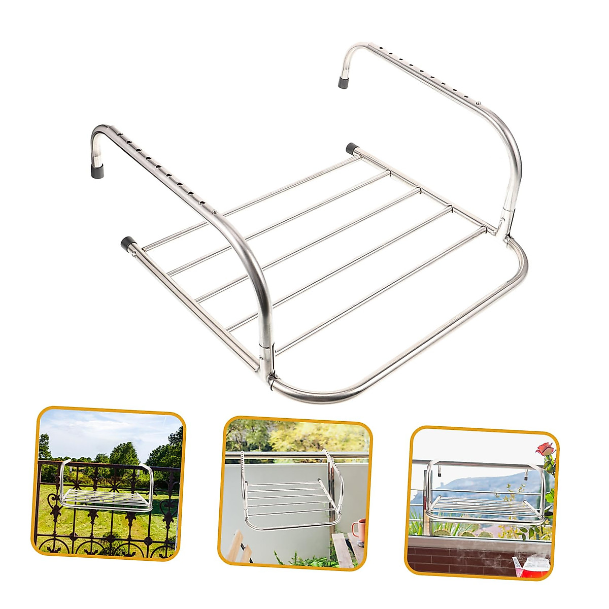 ABOOFAN Storage Shelf Coat Hangers Storage Shelves Clothes Drying Rack Windowsill Drying Rack Portable Drying Rack Storage Rack Folding Rack Outdoor Travel Stainless Steel Heat Sink