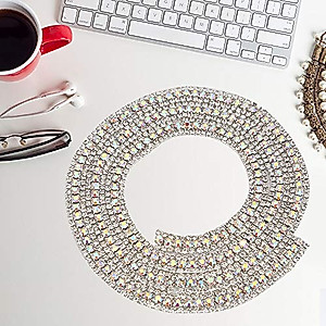 Ribbon, Easily Bends Mesh Rhinestone, Themed Parties Napkins Ornament Candle Holders for Wedding Cake Stands Birthday Party (Silver AB)