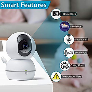 Geeni Smart Home Pet and Baby Monitor with Camera, 1080p Wireless WiFi Camera with Motion and Sound Alert (White)