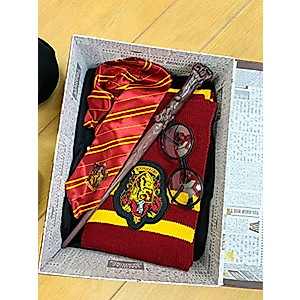 Harry Potter Dress Up Trunk for Kids, Official Wizarding World Costume Kit with Robe, Scarf, Tie, Wand and Glasses, Kids Size Small (4-6),Dark Brown