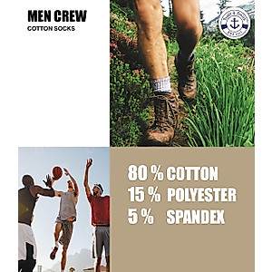 Yacht & Smith 12 Pairs Mens Cotton Crew Socks, Solid, Athletic Sports Socks, Valuepack