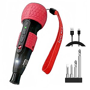 DONUMEH Cordless Electric Screwdriver 3.6V Power Tool Mini Drill Rechargeable Lithium Battery Torque adjustment Automatic And Manual Led Light Home Gadget Maintenance (RED)
