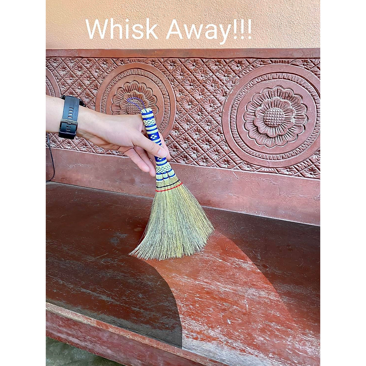 Small Corn Wisk Brush Broom 11 Inch Indoor Heavy Duty Multi Surface Hard & Soft Floor Home Office Cleaning Tool Supplies 100% Handmade for Household Sweeping Indoor Outdoor (staw Soft Broom)