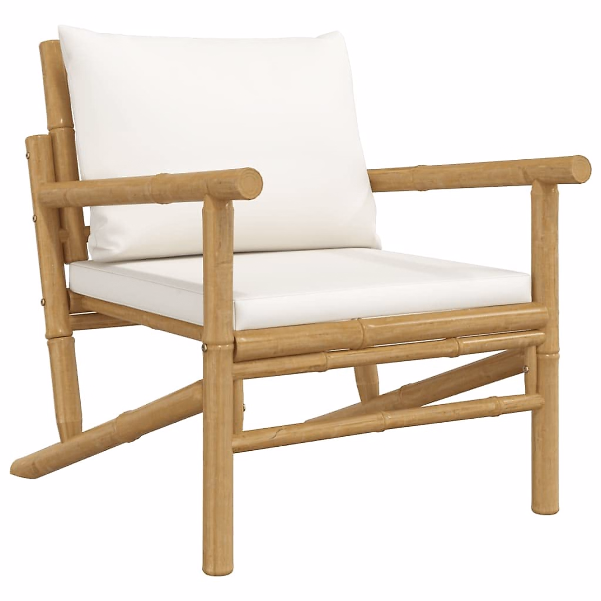 FAMIROSA Patio Chairs 2 pcs with Cream White Cushions Bamboo,19.5 KG,363462