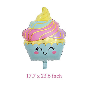 6Pcs Ice Cream Balloons Set Large Ice Cream Party Decorations Foil Mylar Balloons for Ice Cream Summer Hawaii Luau Birthday Baby Shower Party Decorations Supplies