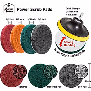 Holikme 38Piece Drill Brush Attachments Set, Scrub Pads & Sponge, Buffing Pads,Car Polishing Pad Kit，Power Scrubber Brush with Extend Long Attachment