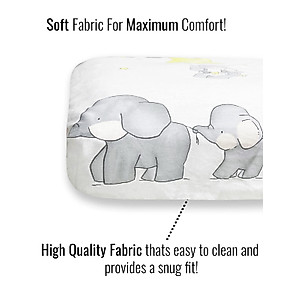 Delbree 100% Cotton Fitted Crib Sheet for Boys or Girls, Soft Baby Sheet, Standard and Toddler Mattress Cover, Elephant Stars, 28x52in, 52x28