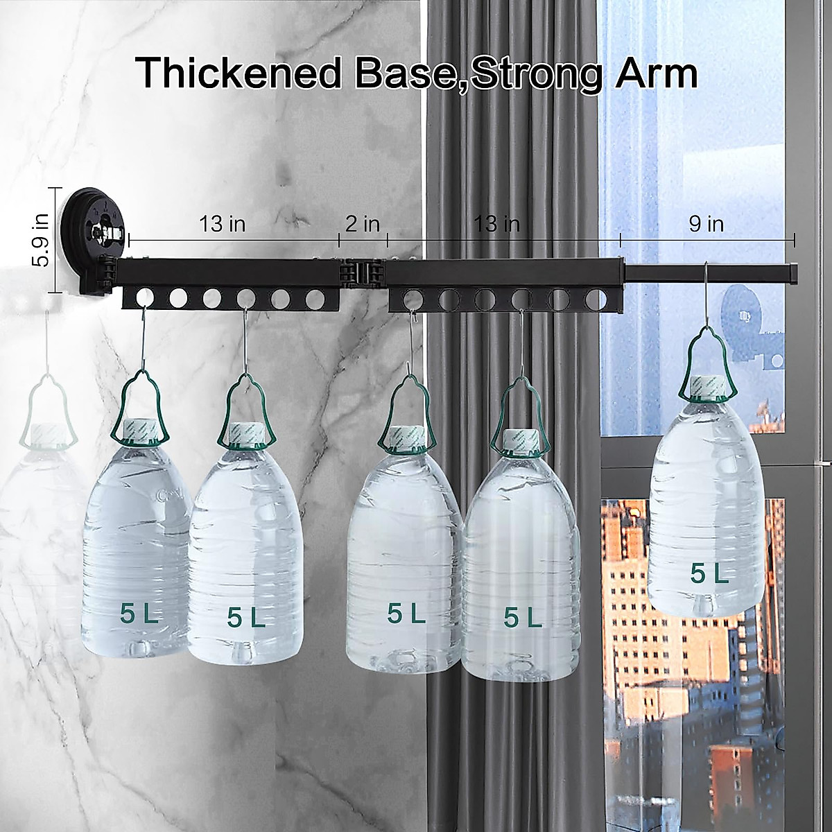 HotMax Suction Cup Clothes Drying Rack Wall Mounted, Retractable Collapsible Drying Racks for Laundry, Space Saving Dryer Rack, Balcony, Apartment Space Saver Organization(Bifold, Suction Cup)