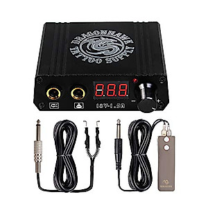 Dragonhawk LCD Dual Tattoo Machine Gun Power Supply Foot Pedal Clip Cord P076 (Black)