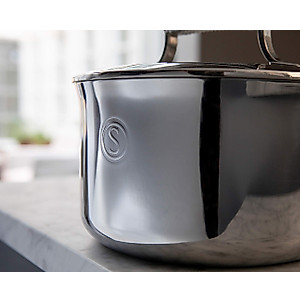 SAVEUR SELECTS Tri-ply Stainless Steel 8-Quart Stock Pot with Lid, Induction-ready, Dishwasher Safe, Voyage Series