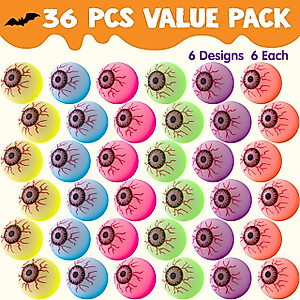 JOYIN 36 PCS Halloween Glow Eyeball Bouncy Ball, Glow in The Dark Bouncing Balls for Halloween Party Favors, Glowing Bounce Ball for Party Decorations, School Classroom Game Prizes Kids Gift