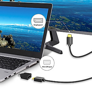 Poyiccot Mini Displayport to Displayport Adapter, 8k Mini DP to DP Adapter Bi-Directional Mini Displayport Male to Displayport Female Extention Adapter for Laptop PC TV Gaming Monitor, 2pack