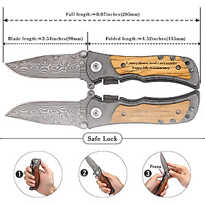 5th Anniversary Present for Hunband, Pocket Knife for Men, 5 Years Anniversary for Husband, 5 Years of Marriage, Gift for Him 5th Wedding Anniversary Husband Keepsake, 5 Years Down