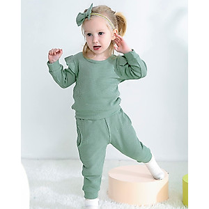 Toddler Baby Girl Clothes Top Pants Set Baby Girl Outfits Baby Girls' Clothing Cotton Baby Girl Stuff Green Gifts 12 to 18 Month Girl Clothes