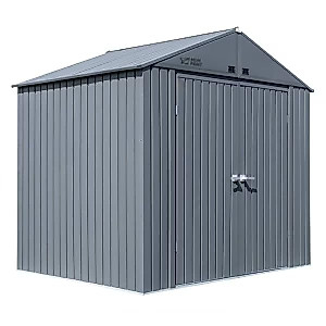 MDMprint 310 cu ft Steel Peaked Roof Storage Shed, Anthracite, EG86AN-A