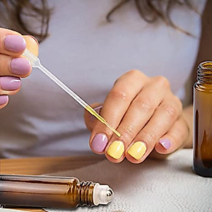 25 Pack Essential Oil Roller Bottles, sungwoo 10ml Amber Glass Roller Bottles with Stainless Steel Roller Balls and Caps for Travel, Perfume and Lip Gloss