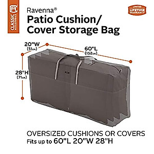 Classic Accessories Ravenna Water-Resistant 60 Inch Patio Cushion and Cover Storage Bag, Patio Furniture Covers