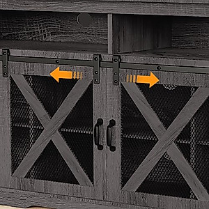 TOLEAD Farmhouse TV Stand for 65 inch TV Farmhouse Entertainment Center with Sliding Barn Doors Console Storage Cabinet for Living Room, Bedroom Grey