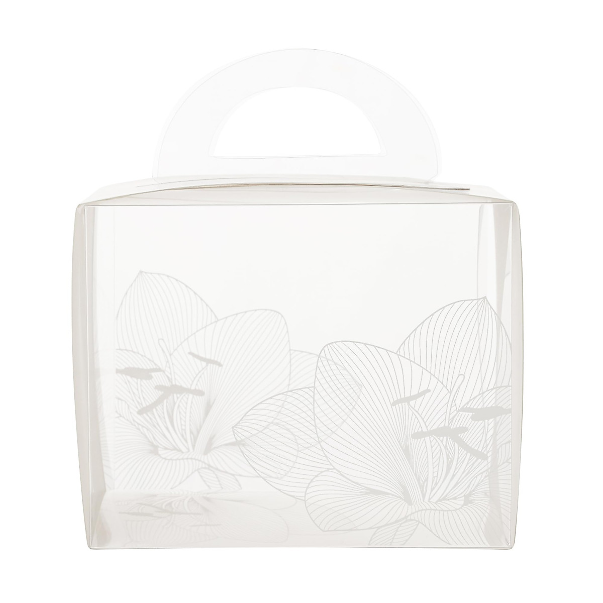 Restaurantware-5 Inch x 3.25 Inch Individual Cupcake Boxes, 100 Disposable Cupcake Display Boxes - With Handle, Lotus Accent, Clear Plastic Single Cupcake Containers, For Weddings Or Birthdays