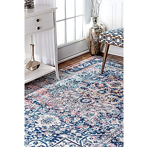 nuLOOM Lilah Vintage Medallion Accent Rug, 2x3, Blue