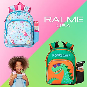 RALME Dinosaur Mini Backpack Set with Water Bottle and Insulated Lunch Pocket for Kids & Toddlers - 12 Inch, Green