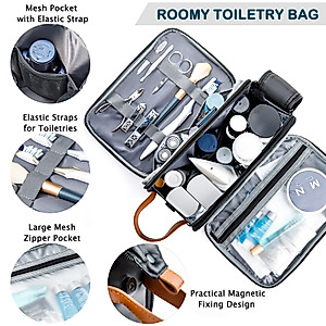 BAGSPRITE Large Toiletry Bag for Men, Women Travel Bag with Hanging Hook, Water-resistant Makeup Cosmetic Bag Shaving Kit Organizer, Bathroom Bag for Traveling