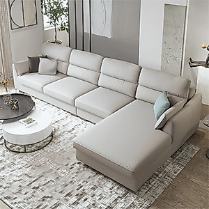 FANCUF Sofa Linen Living Room Sofa Hardwood Frame 133.8"(L) x57.5(W) x37.3(H)