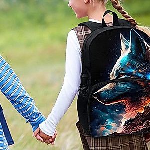 PORCLAY Galaxy Wolf Backpack for Middle School Boys Aesthetic Teen Bookbag Preschool Elementary Book Bag for Teens Lightweight School Supplies Bag