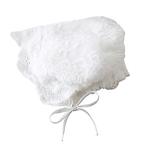 DINGDONG'S CLOSET Baby Toddler Girls Christening Baptism Embroidered Dress with Bonnet 2Pieces Grown Outfit(18Months) Ivory