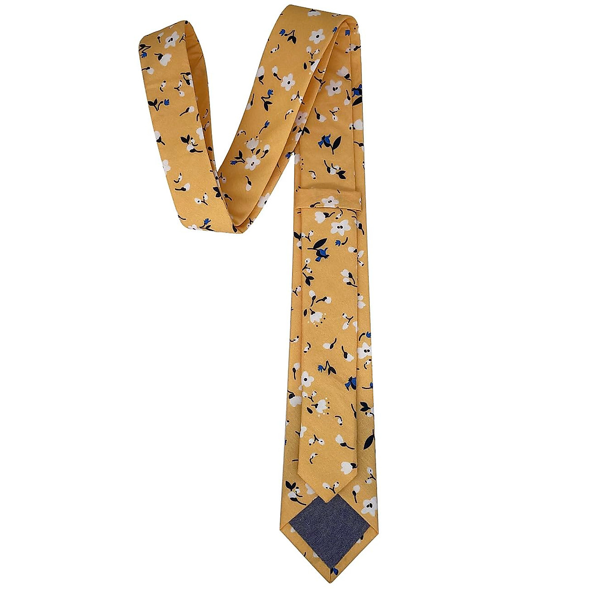 Kebocis Mens Cotton Skinny Tie Floral Ties for Men, Yellow
