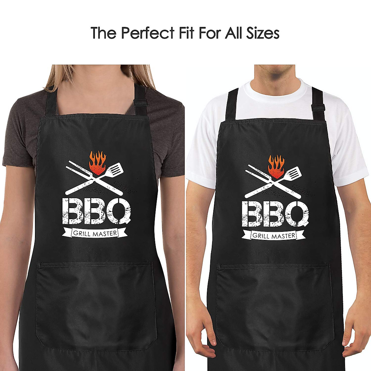 Grill Master - BBQ Apron Funny Grill Apron with 2 Pocket Adjustable Neck Strap Cooking Apron for Birthday, Christmas, Thanksgiving, Father's Day Gifts for Dad, Husband, Friends