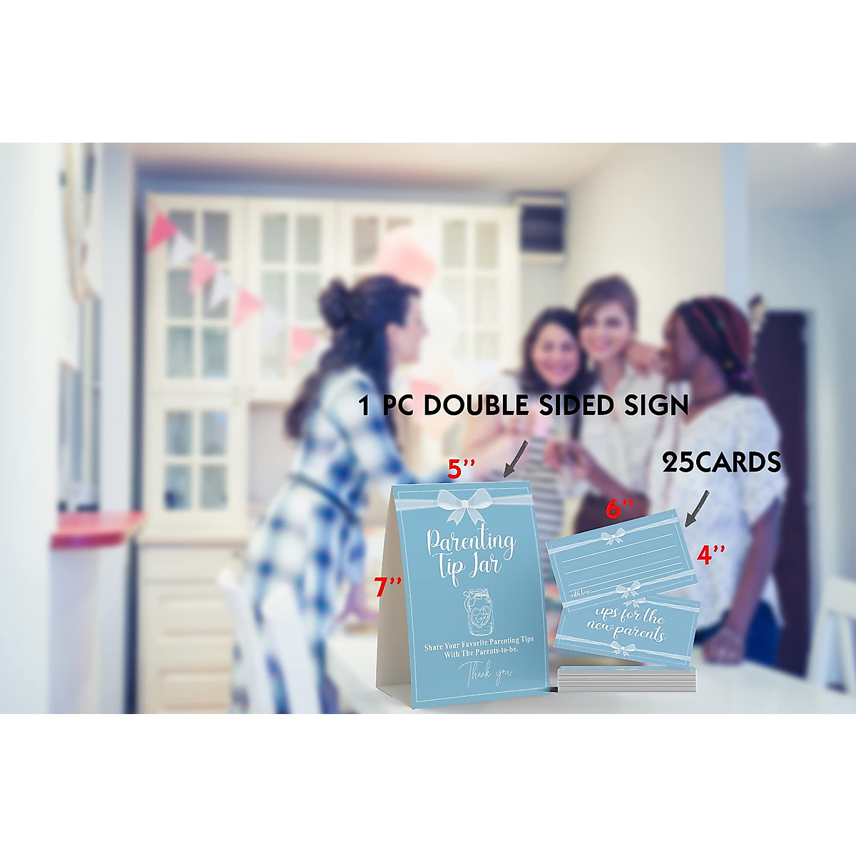 Advice for New Parents, Parenting Advice Card, Baby Shower Party, Tips for the Parents To Be，Includes a 5x7 Standing Sign and 25 4x6 Advice Cards(JYC029)