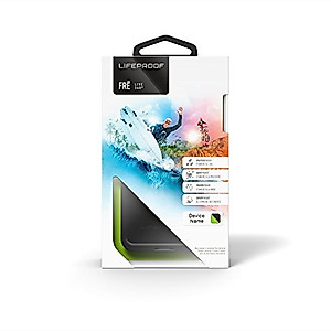 LifeProof iPhone SE (2nd gen - 2020) and iPhone 8/7 (NOT PLUS) FRĒ Series Case - NIGHT LITE (BLACK/LIME), waterproof IP68, built-in screen protector, port cover protection, snaps to MagSafe