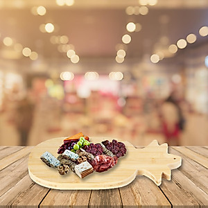 Vastigo Pineapple Shaped Bamboo 12.75” x 7” Serving and Cutting Board – for Serving Appetizers, Cheeses, Charcuterie, Decoration and More