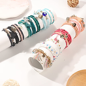 JOERICA 6 Sets Bohemian Stackable Beaded Bracelets for Women Multilayer Colorful Beads Handmade Bracelets Boho Bracelets Pack with Charm