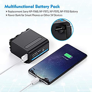 Powerextra Multifunctional Battery Pack with USB Output for Sony NP-F970, NP-F975, NP-F960, NP-F950, NP-F930 Battery